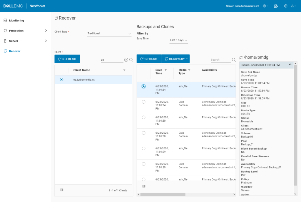 Basics – Using the NetWorker HTML UI for File-Level Recovery | Data ...