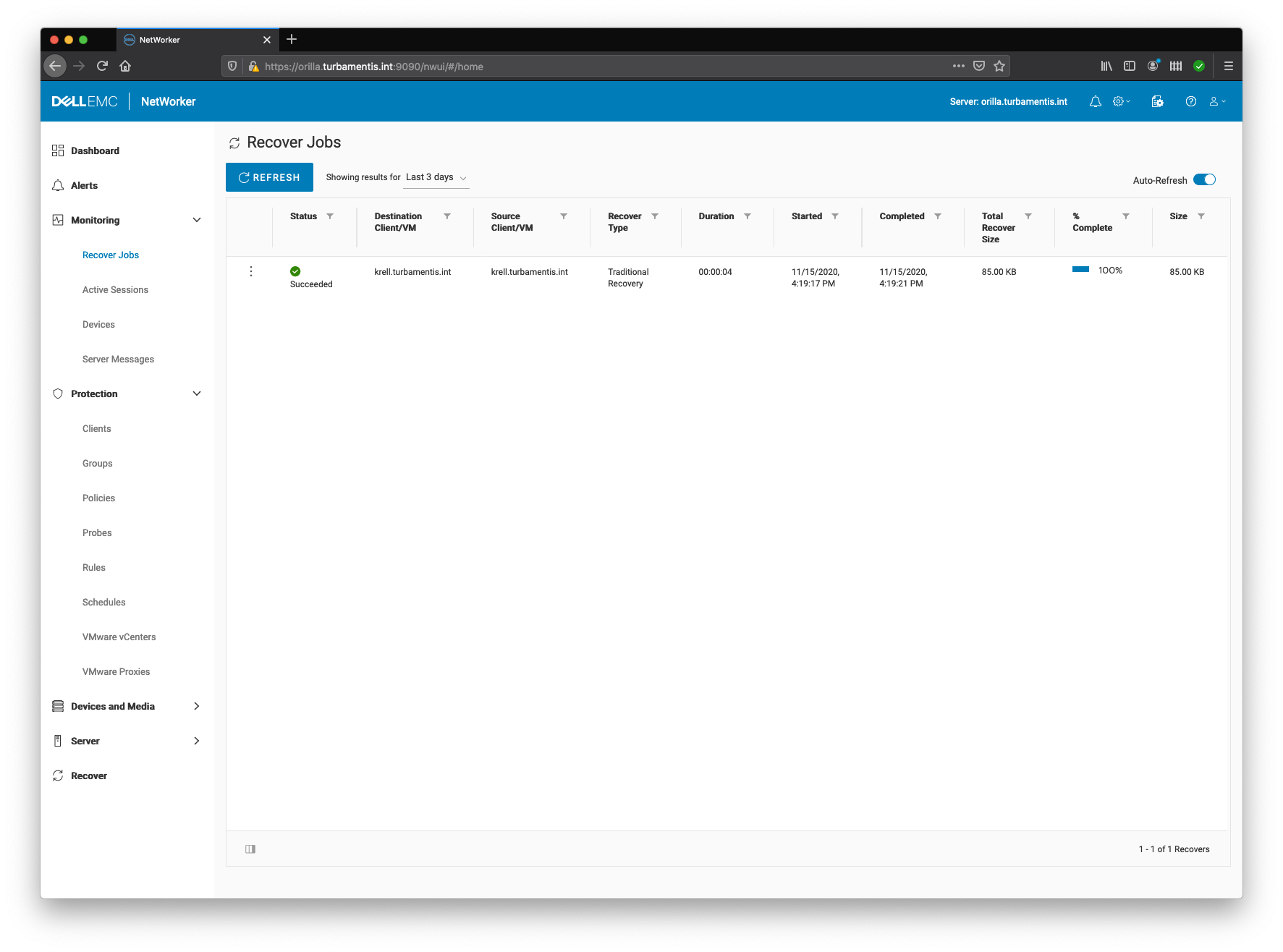 Basics – Indexed File Recovery with NetWorker 19.4 NWUI | Data Protection Hub